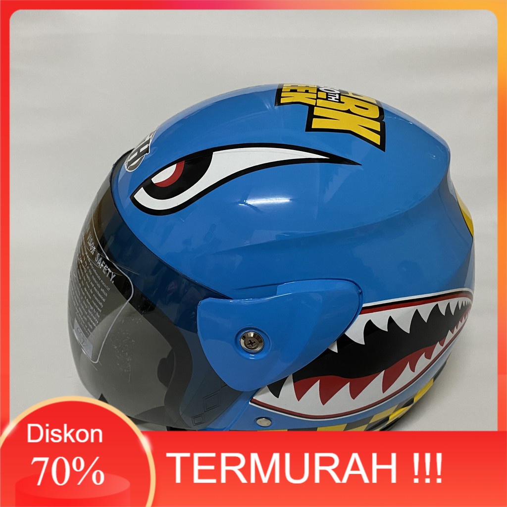 Jual Helm Evo Hiu Shark Biru Nouvo Helem SNI Helmet Dewasa Motif ...