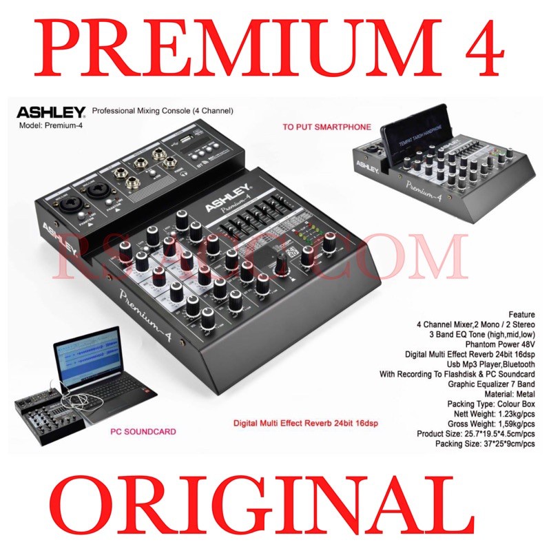Jual MIXER AUDIO ASHLEY PREMIUM 4 / PREMIUM 4 4 CHANNEL USB BLUETOOTH | Shopee Indonesia