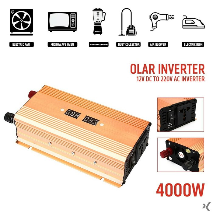 Jual power inverter 4000W solar panel konverter converter 12V to 220V ...