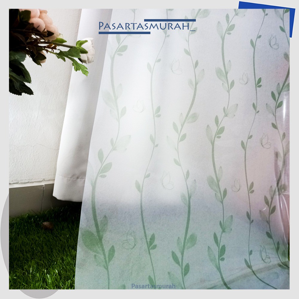 Jual Stiker Kaca Jendela Motif DAUN RAMBAT HIJAU Sticker Transparan ...