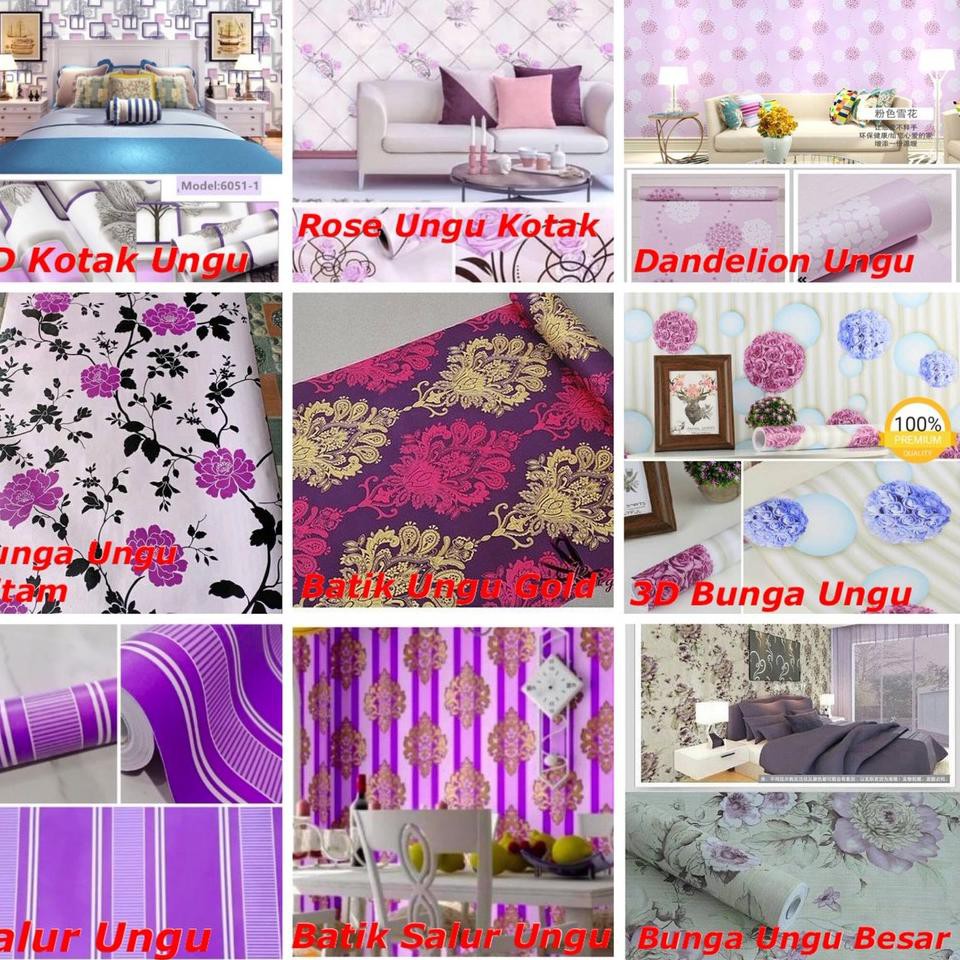 Jual HN8 WALLPAPER DINDING ukuran 45 cm x 10 M Motif TEMA UNGU KOTAK ...