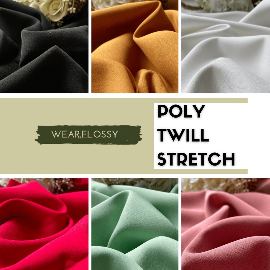 Jual Kain Poly Twill Stretch 1m | Shopee Indonesia