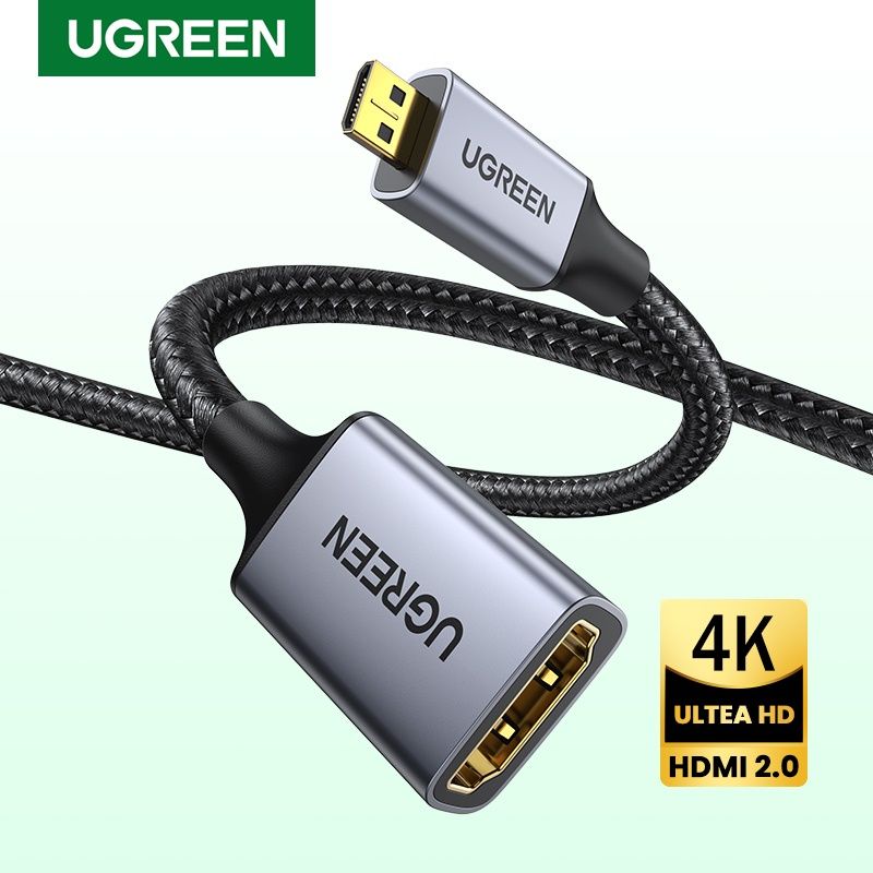 Jual UGREEN Kabel Micro HDMI to HDMI Female 4K Adapter For Camera GoPRO & DSLR | Shopee Indonesia