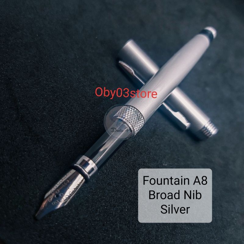 Jual Fountain Pen Kaligrafi A8 Silver Nib Broad 1.5mm Mata Lebar Pena ...