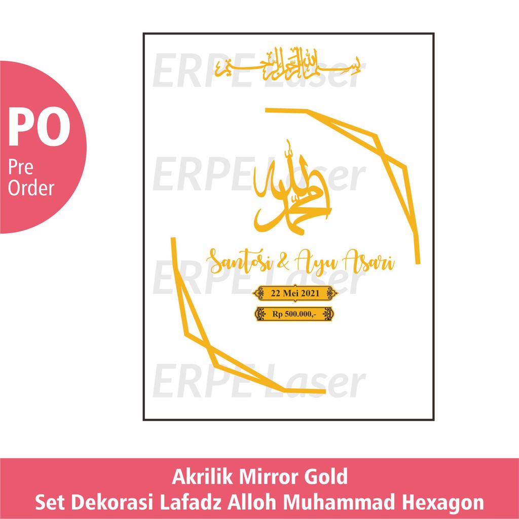 Jual SET DEKORASI MAHAR HEXAGON LAFADZ ALLAH MUHAMMAD Akrilik Mirror ...