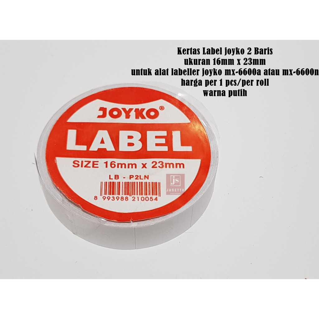 Jual Kertas Label Joyko 2 baris Untuk MX-6600A Atau MX-6600N | Shopee ...