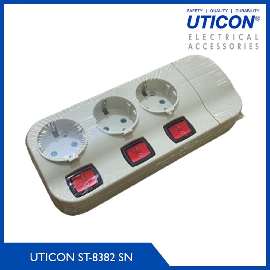 Jual STOP KONTAK UTICON ST-8382SN 3 LUBANG + SAKLAR TERSENDIRI ...