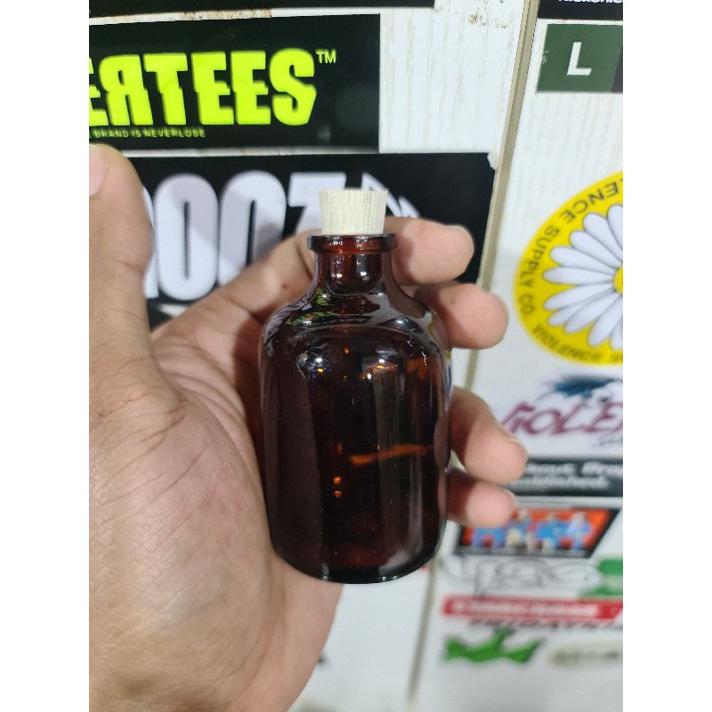 Jual Botol Kaca VIAL 50ml AMBER / COKLAT 50ml tutup kayu gabus / plastik / karet / segel / botol ...
