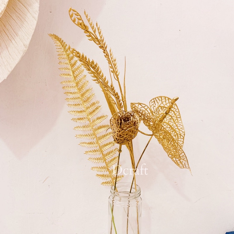 Jual Daun Gold Artificial Daun Bunga Gold Gliter Murah | Shopee Indonesia