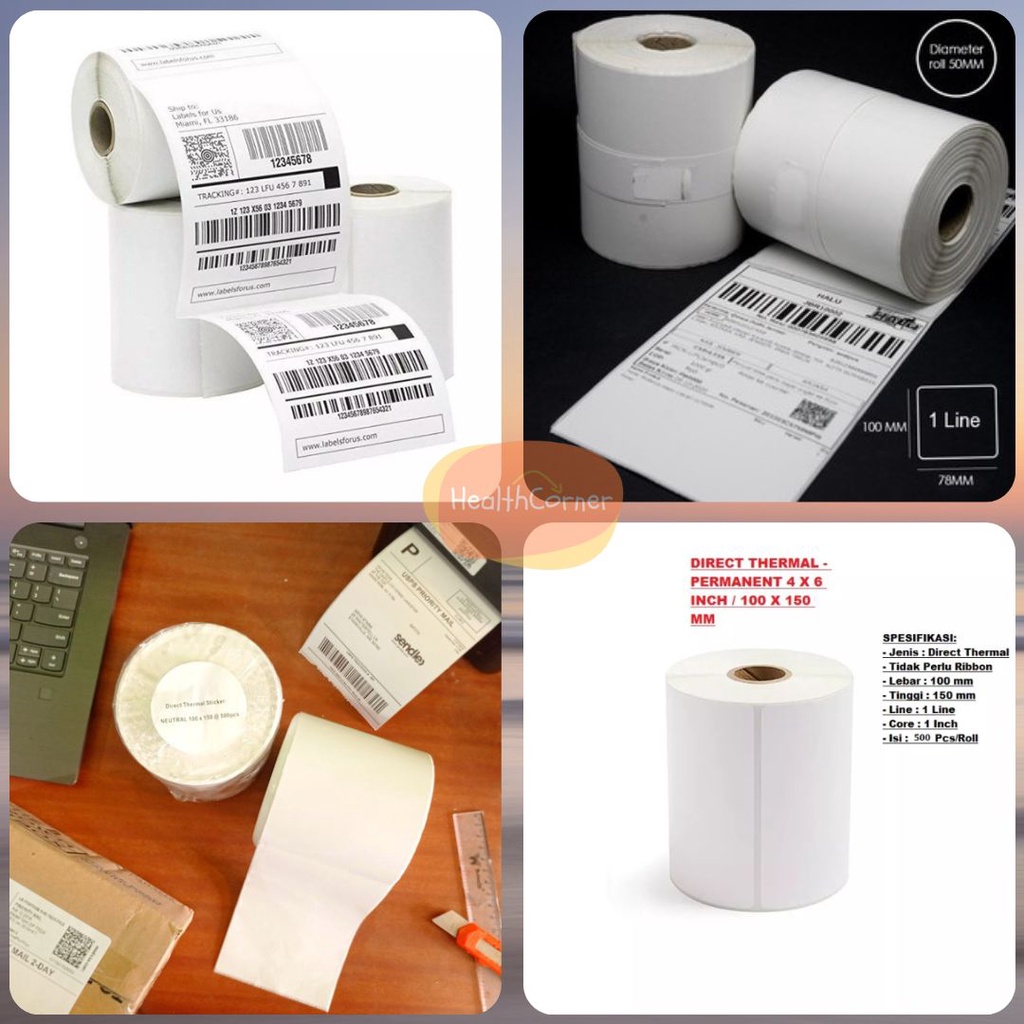 Jual Kertas Thermal Printer Sticker Label Barcode 100 x 150 A6 500pcs | Shopee Indonesia