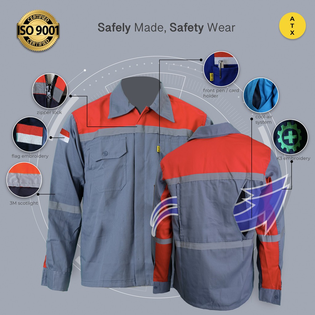 Jual Wearpack Safety Kemeja Safety Kerja Lapangan Lengan panjang Merk ...
