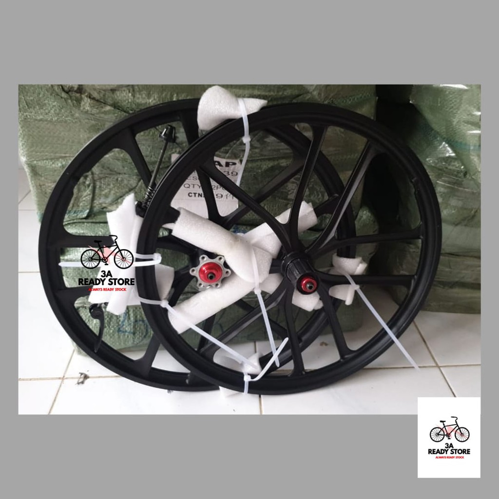 Jual wheelset / velg racing sepeda ALLOY 20" inch Full Black colour ...
