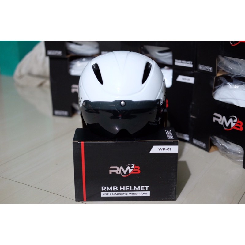 Jual HELM RMB WP-01 White Black | Shopee Indonesia