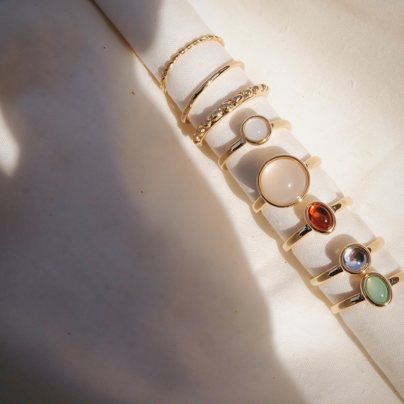 Jual [luckluxe] Roo Ring Set / Stacking Ring (8pcs) | Shopee Indonesia