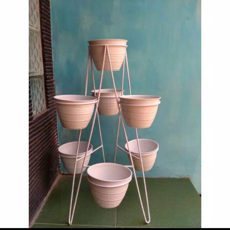 Jual POT BUNGA BESI / KERANGKA POT MENARA ISI 7 POT / STANDING POT ...