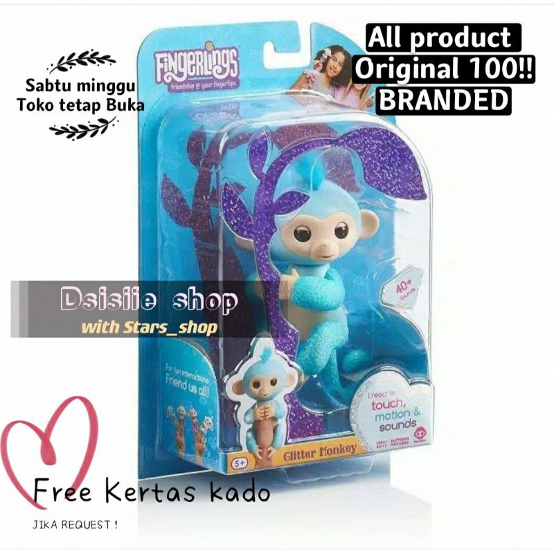 Jual Fingerlings Baby Monkey Glitter Interactive Animals 40+ Sounds ...