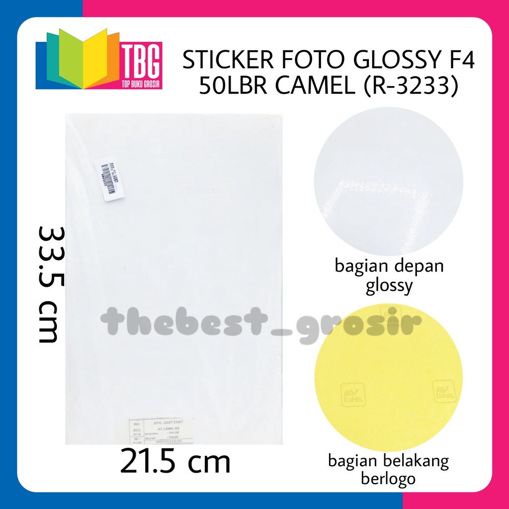Jual 1 PAK (50 LEMBAR) STICKER FOTO F4 50 LBR CAMEL / KERTAS STICKER ...