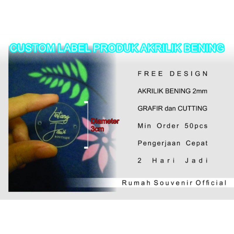 Jual label produk/ label hijab/ label kerudung/ custom akrilik bening ...