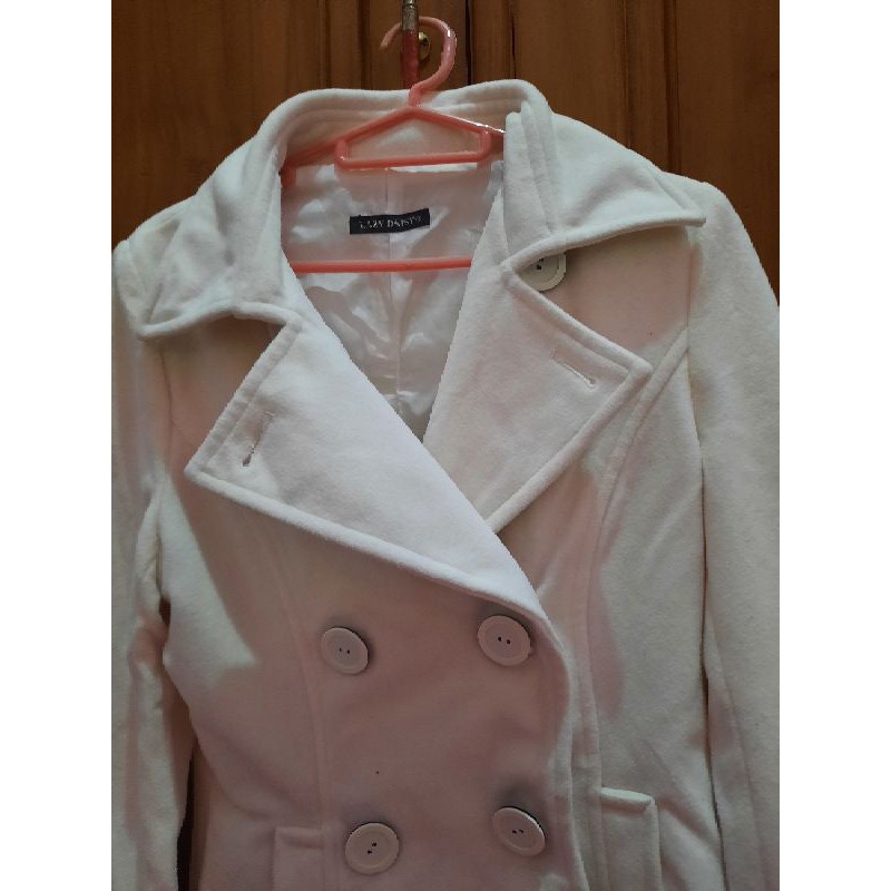 Jual coat wool putih crop | Shopee Indonesia
