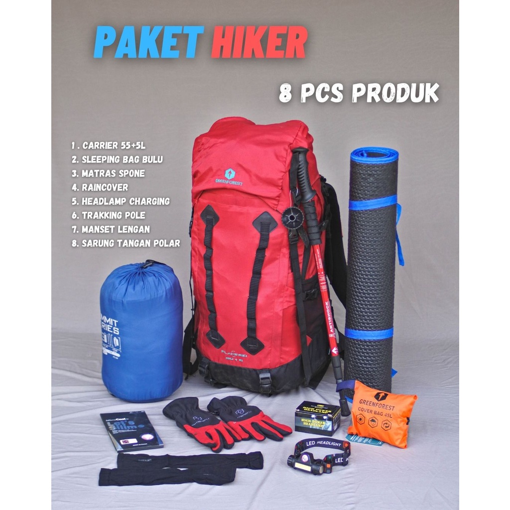 Jual Promo Paket Hiker / Paket Hiking / Paket perlengkapan gunung ...