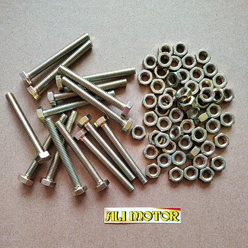 Jual Baut + mur ukuran 10 panjang 5 cm HARGA 1 SET | Shopee Indonesia