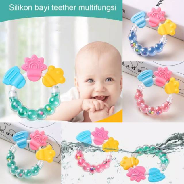 Jual Teether Bayi Rattle mainan genggam bunyi krincing / gigitan bayi ...