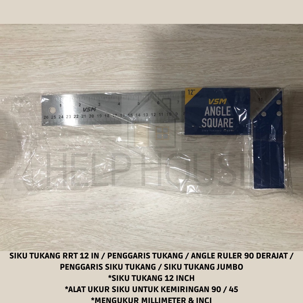 Jual SIKU TUKANG RRT 12 IN / PENGGARIS TUKANG / ANGLE RULER 90 DERAJAT ...
