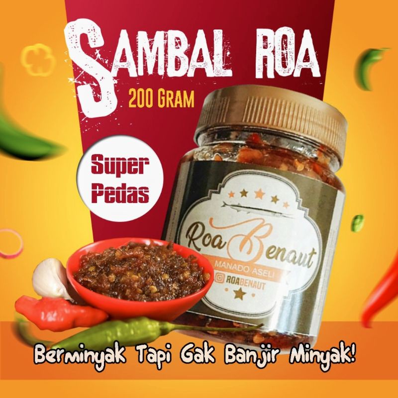 Jual Sambal Roa Asap Manado Tanpa MSG - Sambel Ikan Roa Pedas 200 gram ...