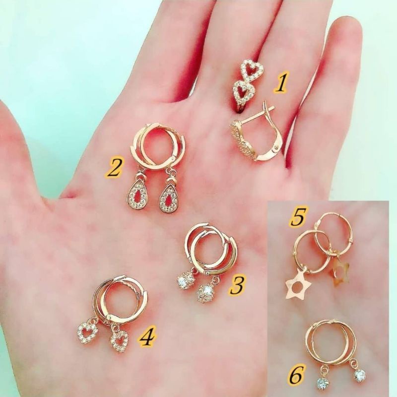 Jual Anting klip mix love, bintang, tetes, mata berat ringan kadar 8K ...