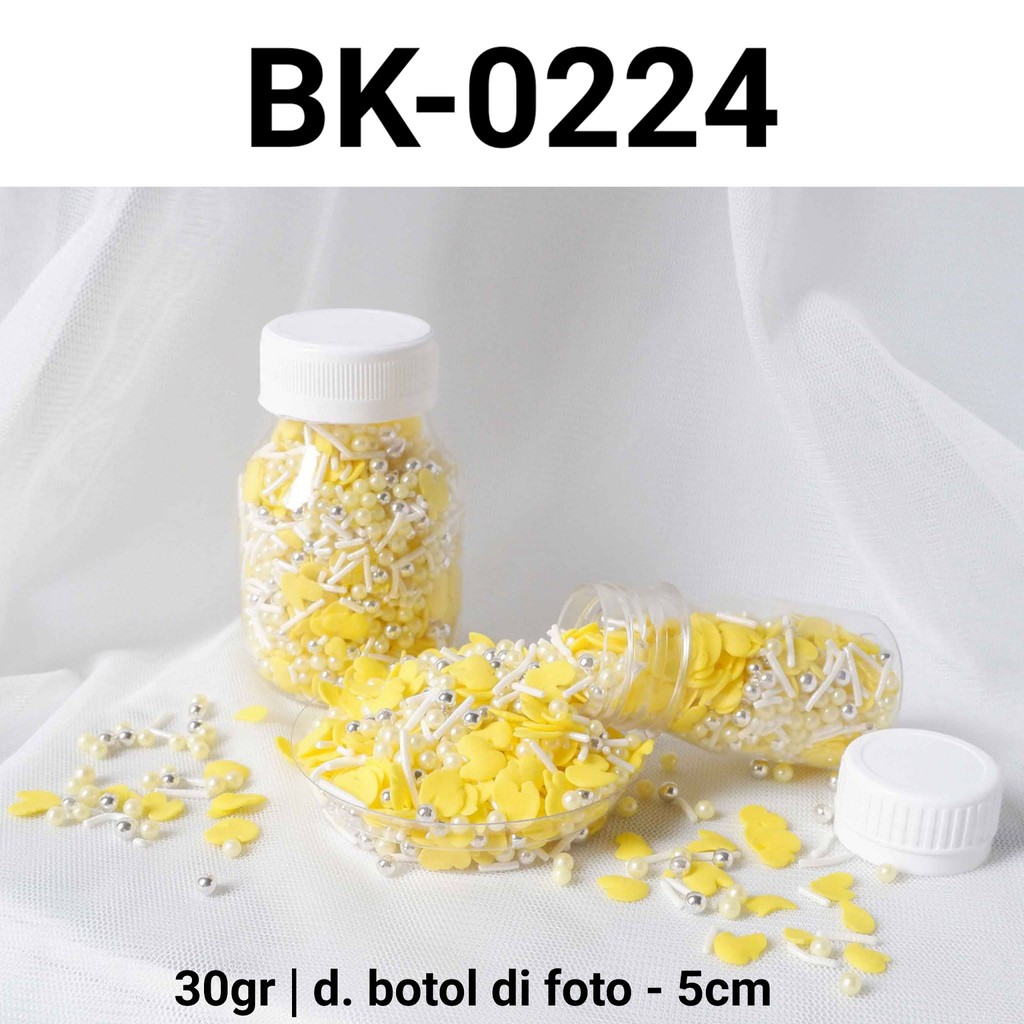 Jual BK-0224 Sprinkles springkel 30gr mutiara hati kuning mix konfetti ...