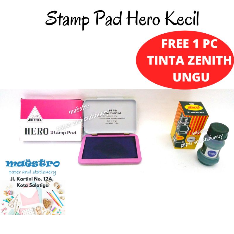 Jual Stamp Pad / Stampad Hero Kecil Free Tinta Zenith Ungu / Bak ...