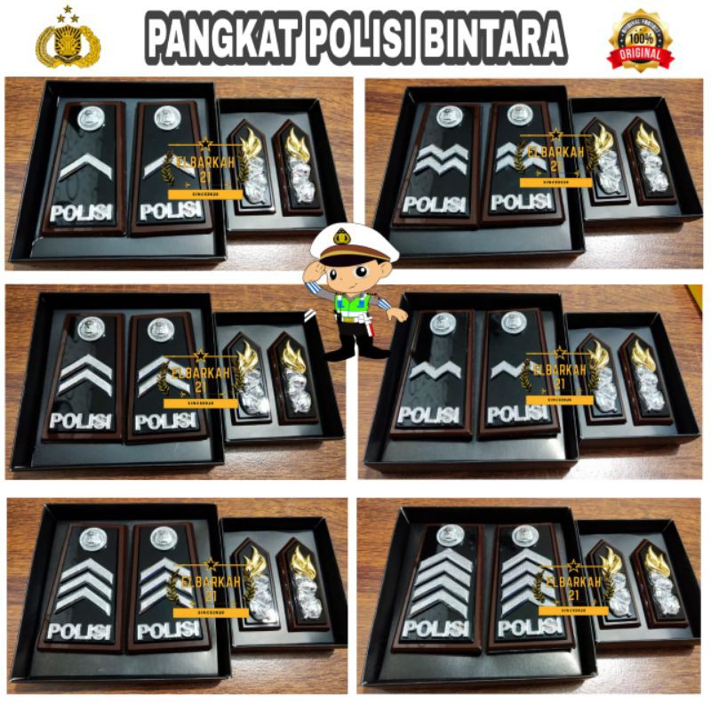 Jual Paket Pangkat Polisi BINTARA Full Akrilik + MONOGRAM Lis Coklat ...