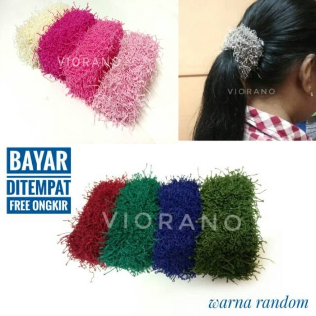 Jual Ikat Rambut Bihun Ukuran Sedang Tebal 7cm Kunciran Donat Serabut ...