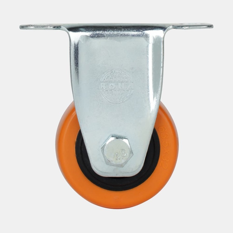 Jual RODA TROLLEY 1.5 INCH MATI RODA ROHA ORANGE PVC CASTER FIXED 1PCS ...