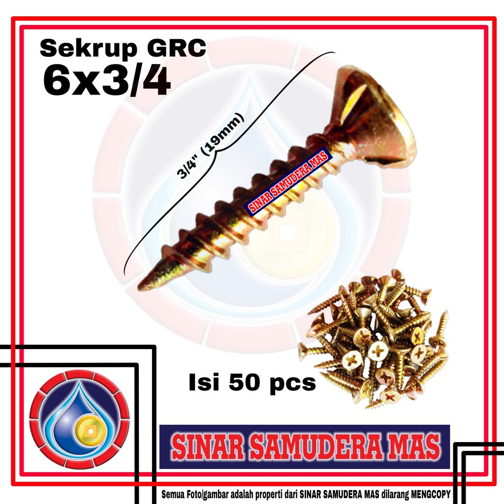 Jual Paket Rp 5000 sekrup GRC 6x0.75 in isi 50 pcs -Sekrup wall screw ...