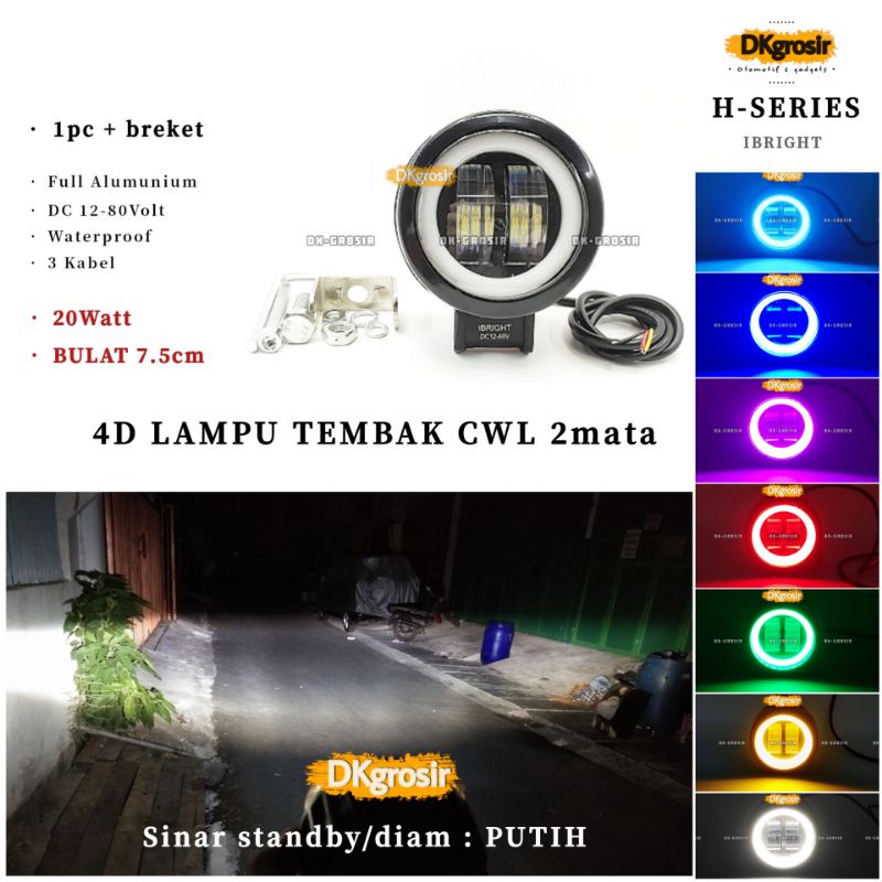 Jual H-Series 4D - Lampu tembak sorot LED CWL 2 mata lensa 4D 20watt ...