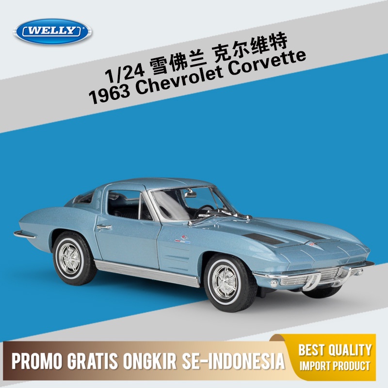 Jual Miniatur Diecast Willie Welly 1:24 Chevrolet 1963 Corvette Paduan ...