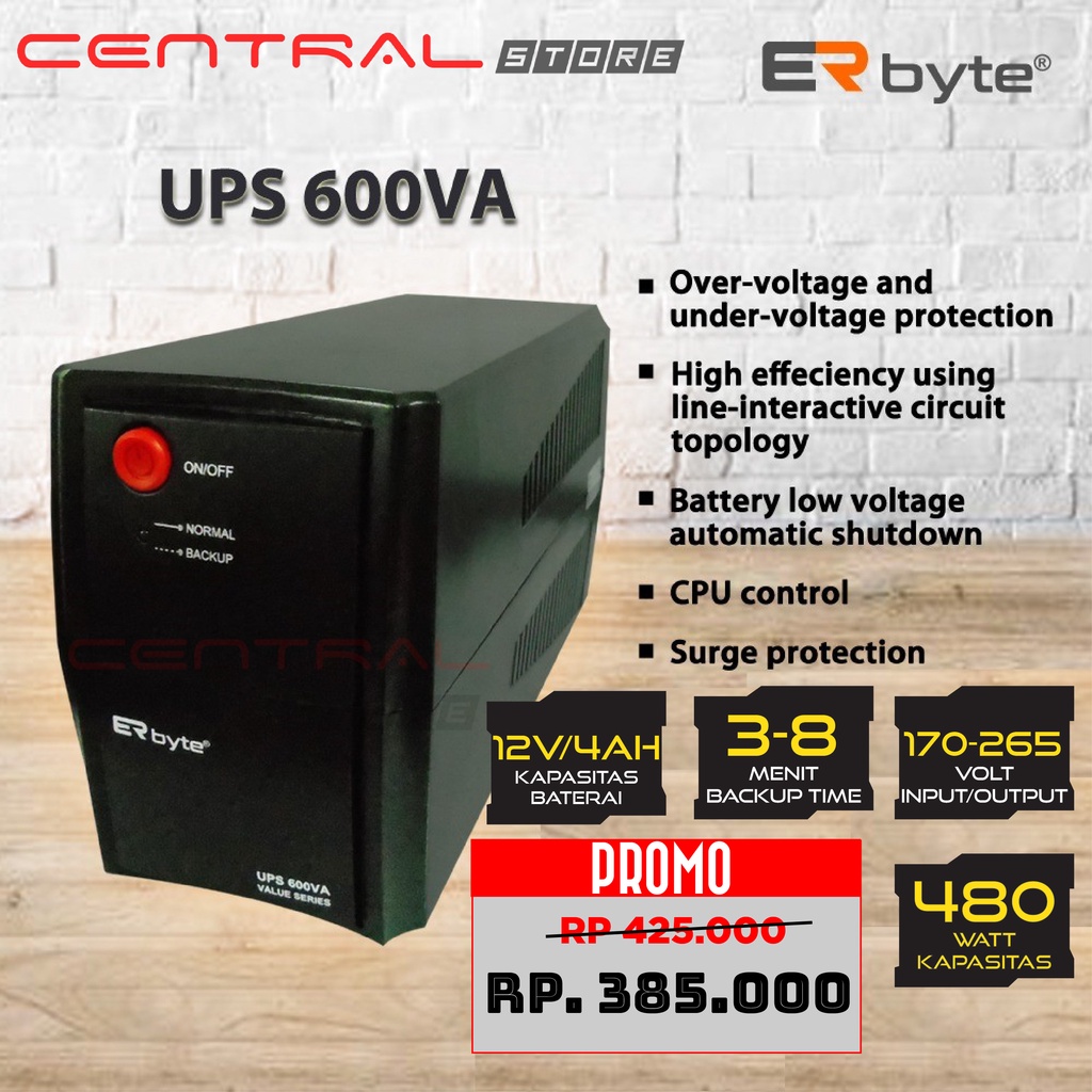 Jual UPS ERSYS / ERBYTE 600VA 480Watt Plus Stabilizer Back-Up PC ...