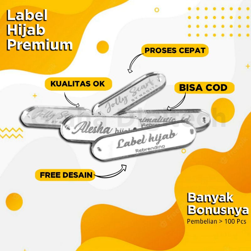Jual LABEL HIJAB AKRILIK SILVER | LABEL HIJAB | LABEL LABEL JILBAB ...