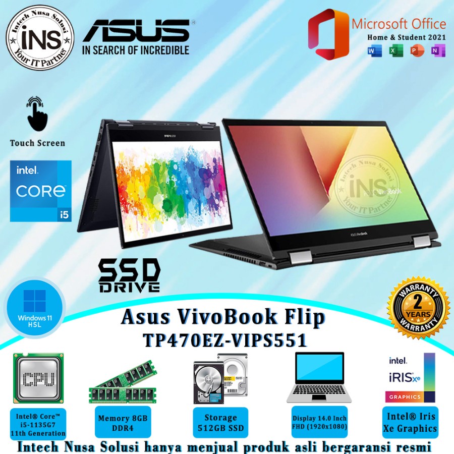 Jual ASUS Vivobook Flip TP470EZ-VIPS551 i5-1135G7 8GB 512GB SSD ...