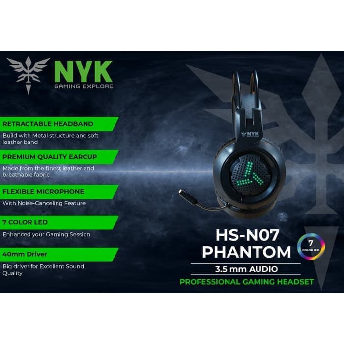 Jual Headset Gaming NYK HS-N07 Phantom 7 Color RGB Jack 3.5mm Original ...