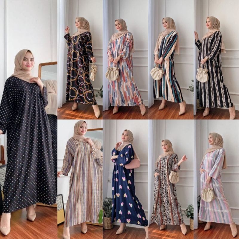 Jual daster long lengan panjang LD 120 PB 130 bawah mata kaki, daster panjang viral kekinian ...