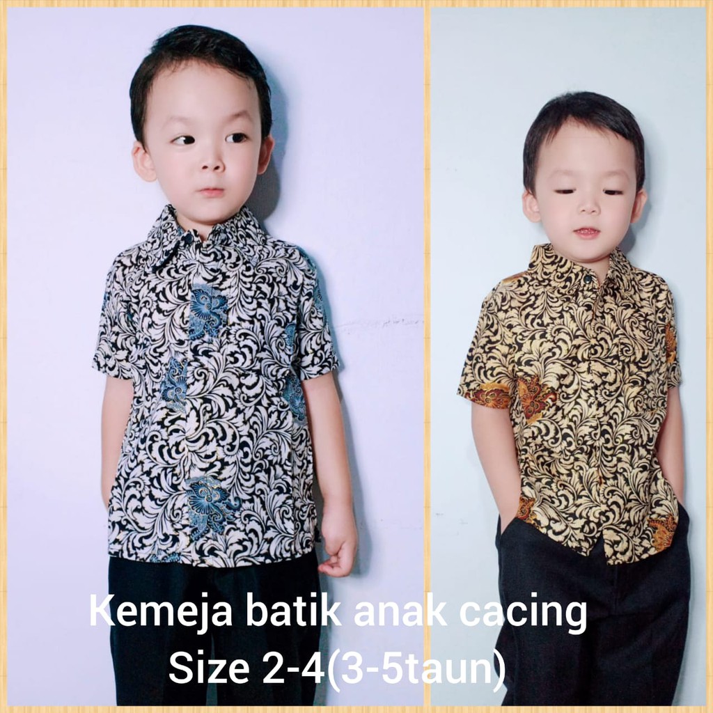 Jual DLshop KEMEJA BATIK MOTIF CACING PRADA FOIL ANAK LAKI LAKI MODEL ...