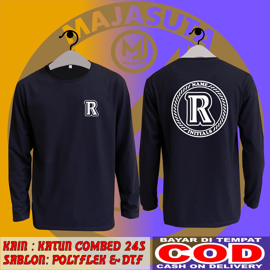 Jual KAOS INISIAL NAMA HURUF R SABLON DEPAN BELAKANG KATUN COMBED 24S ...