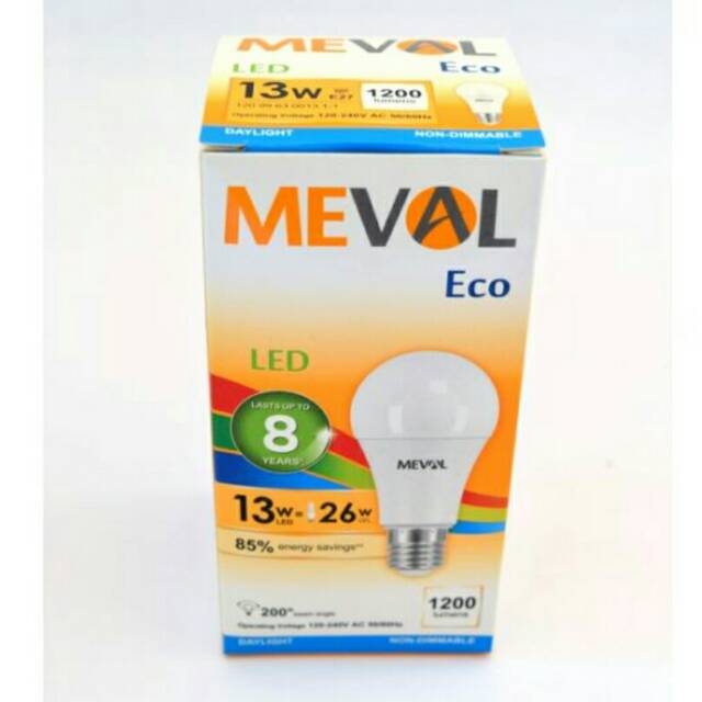 Jual Lampu Led Meval 13W Eco led bulb DL Daylight sinar putih 13 Watt ...
