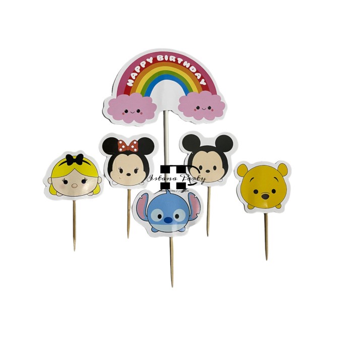 Jual cake topper happy birthday / cake topper tsum tsum / hiasan kue ...