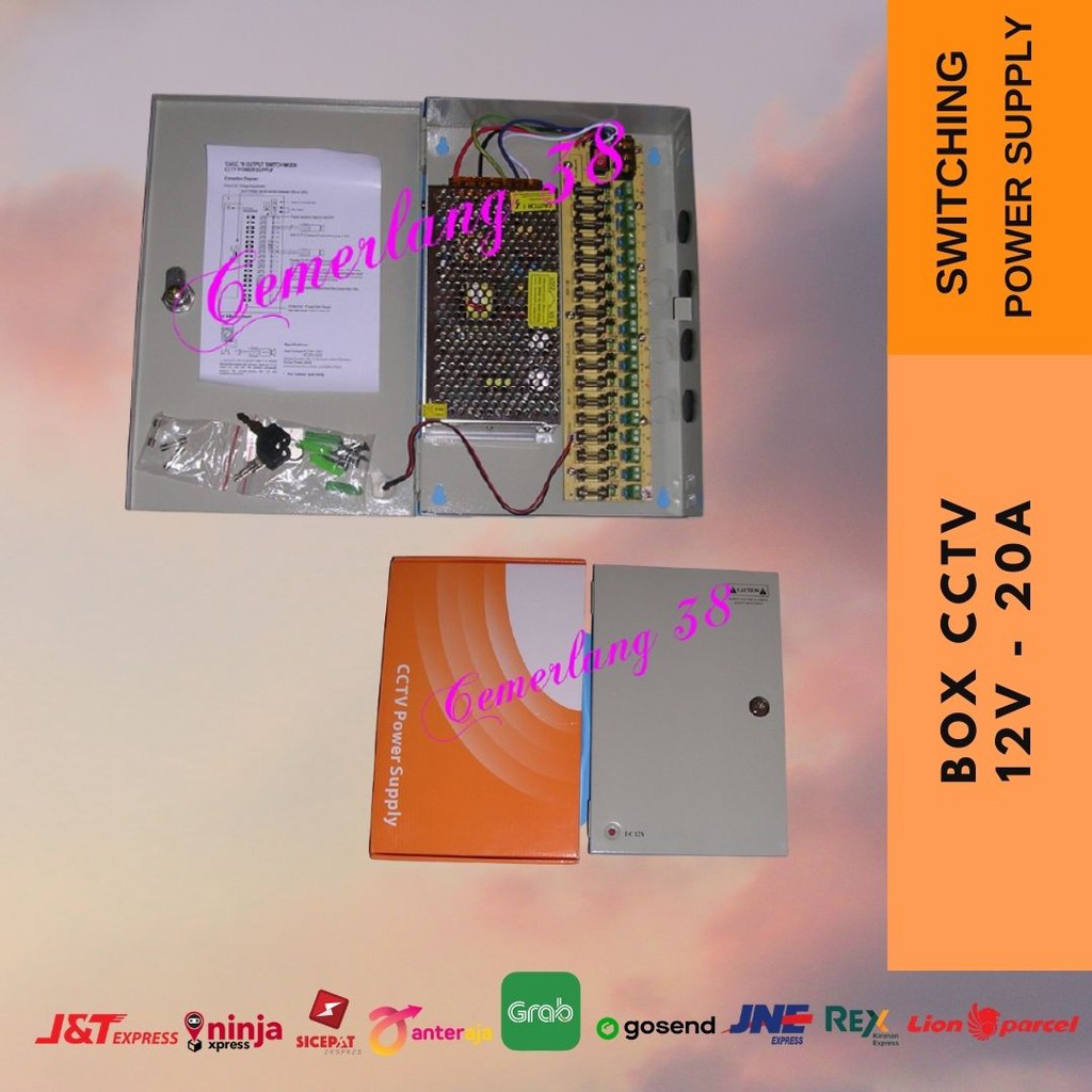 Jual Power Supply Central CCTV 12V 20A 18 CH - Box Panel CCTV 12 V 20 A ...