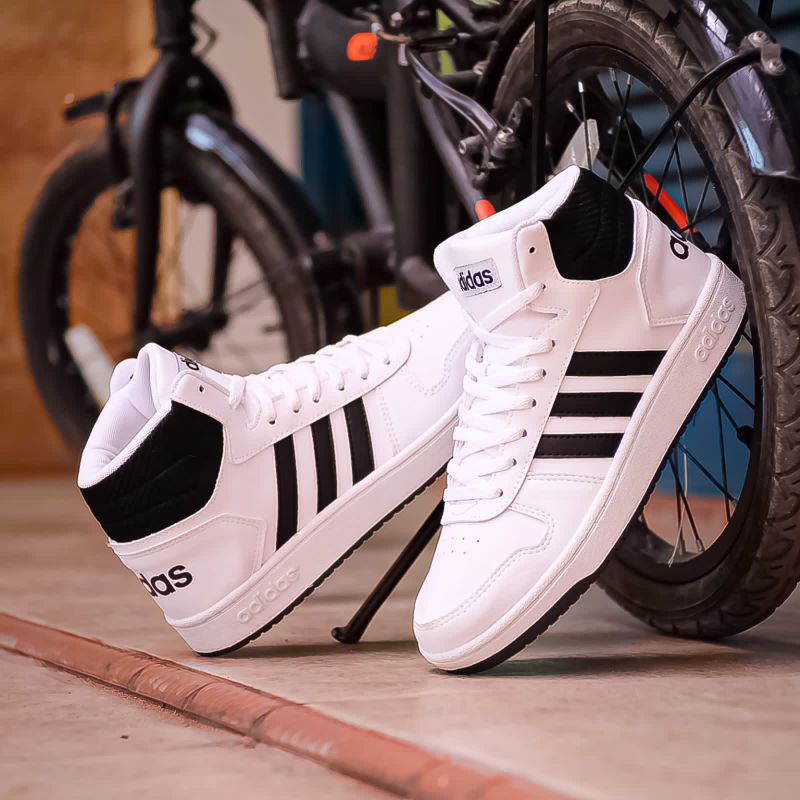 Jual SEPATU ADIDAS HOOPS 2.0 HIGH WHITE LIST BLACK | Shopee Indonesia