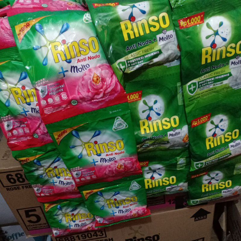 Jual Rinso molto bubuk sachet 38gr kemasan 1000 renceng (isi 6 sachet ...
