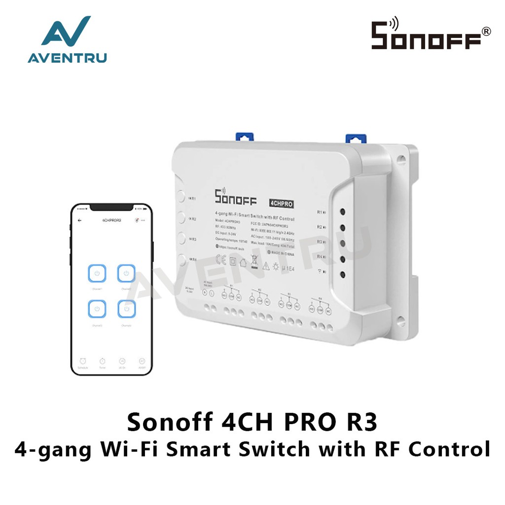 Jual Sonoff 4CH PRO R3 - 4 Channel Din Rail WiFi - RF 433Mhz Switch ...